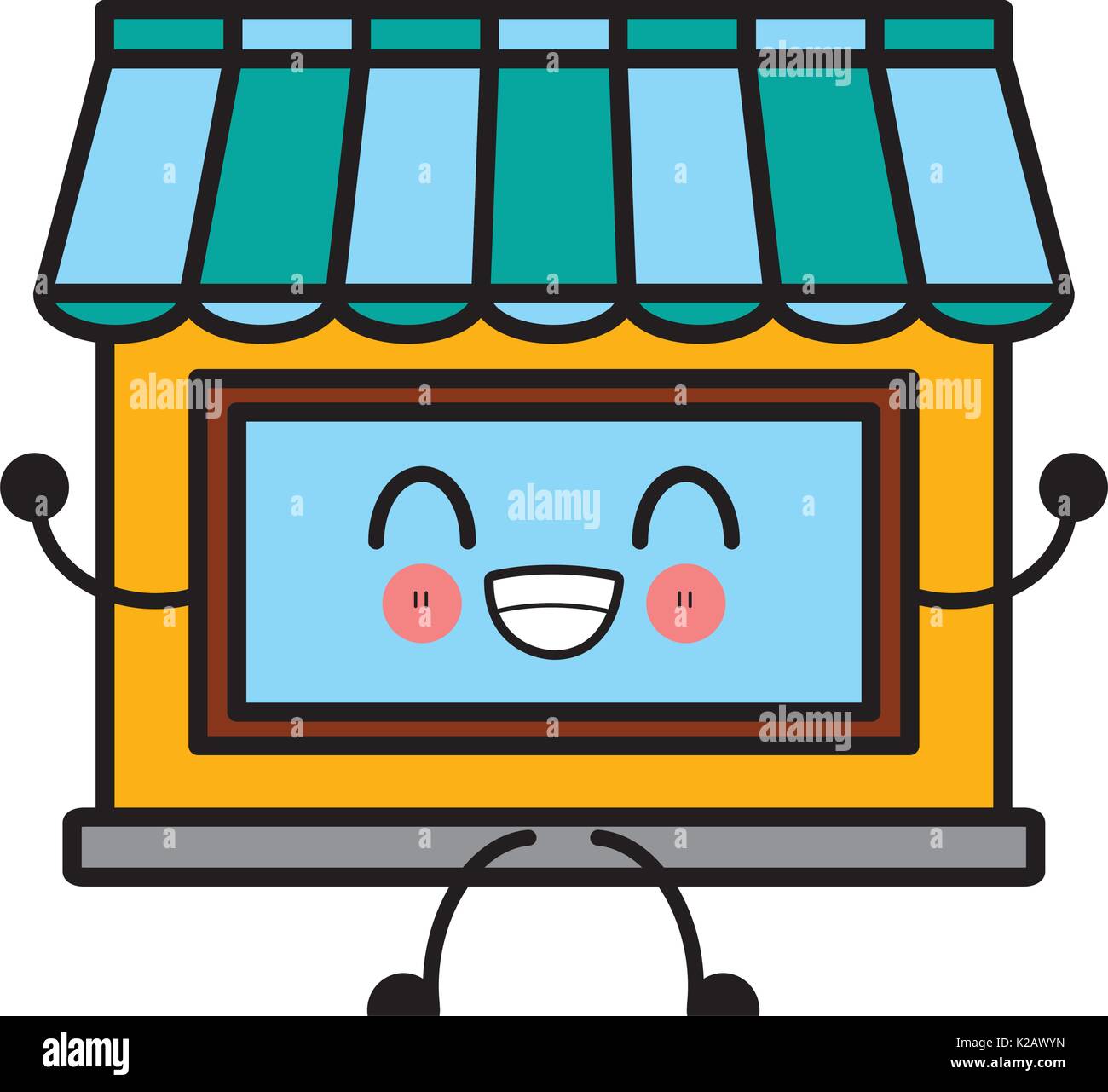 kawaii storefront building shop facade cartoon vector illustration ...