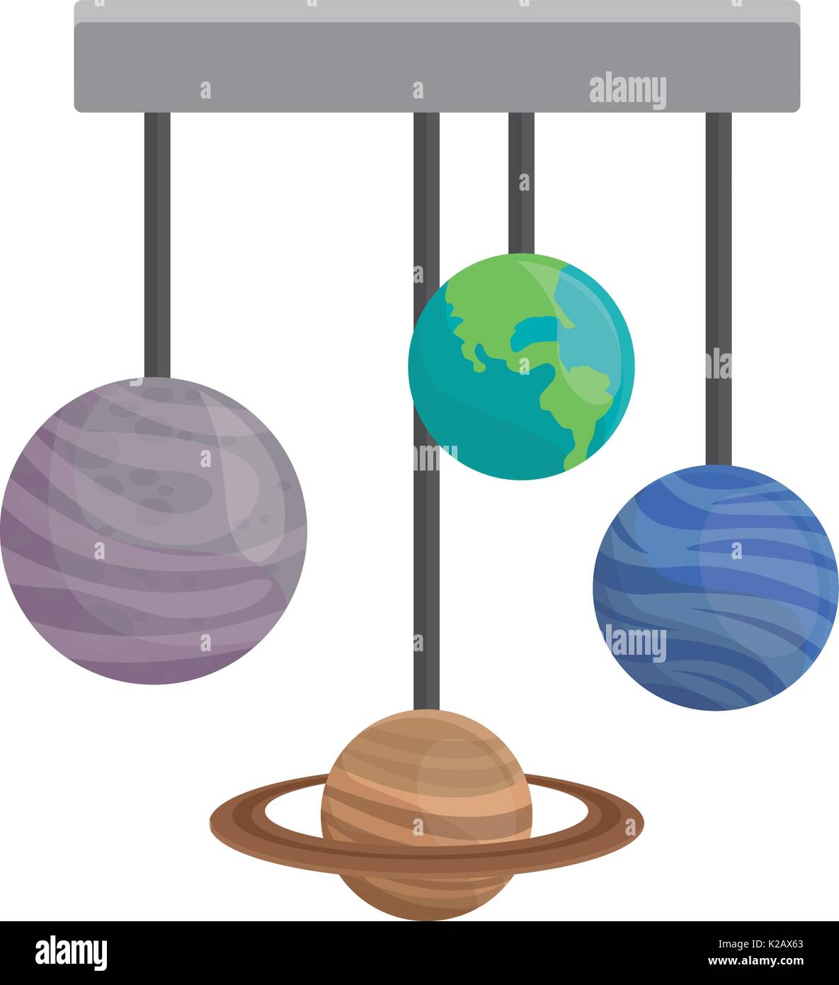 hanging earth and others planet space icon vector illustration Stock ...