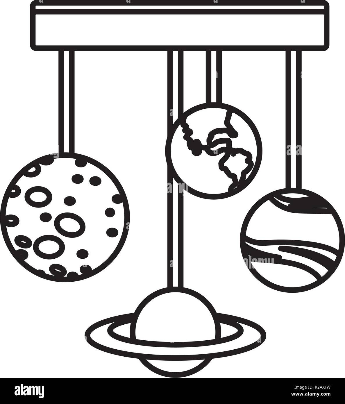 hanging earth and others planet space icon vector illustration Stock ...