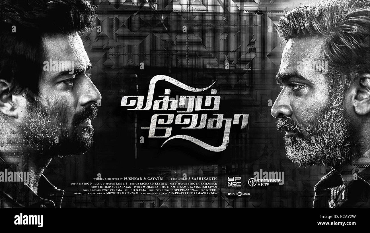 VIKRAM VEDHA, Indian poster in Tamil, from left: Madhavan, Vijay ...