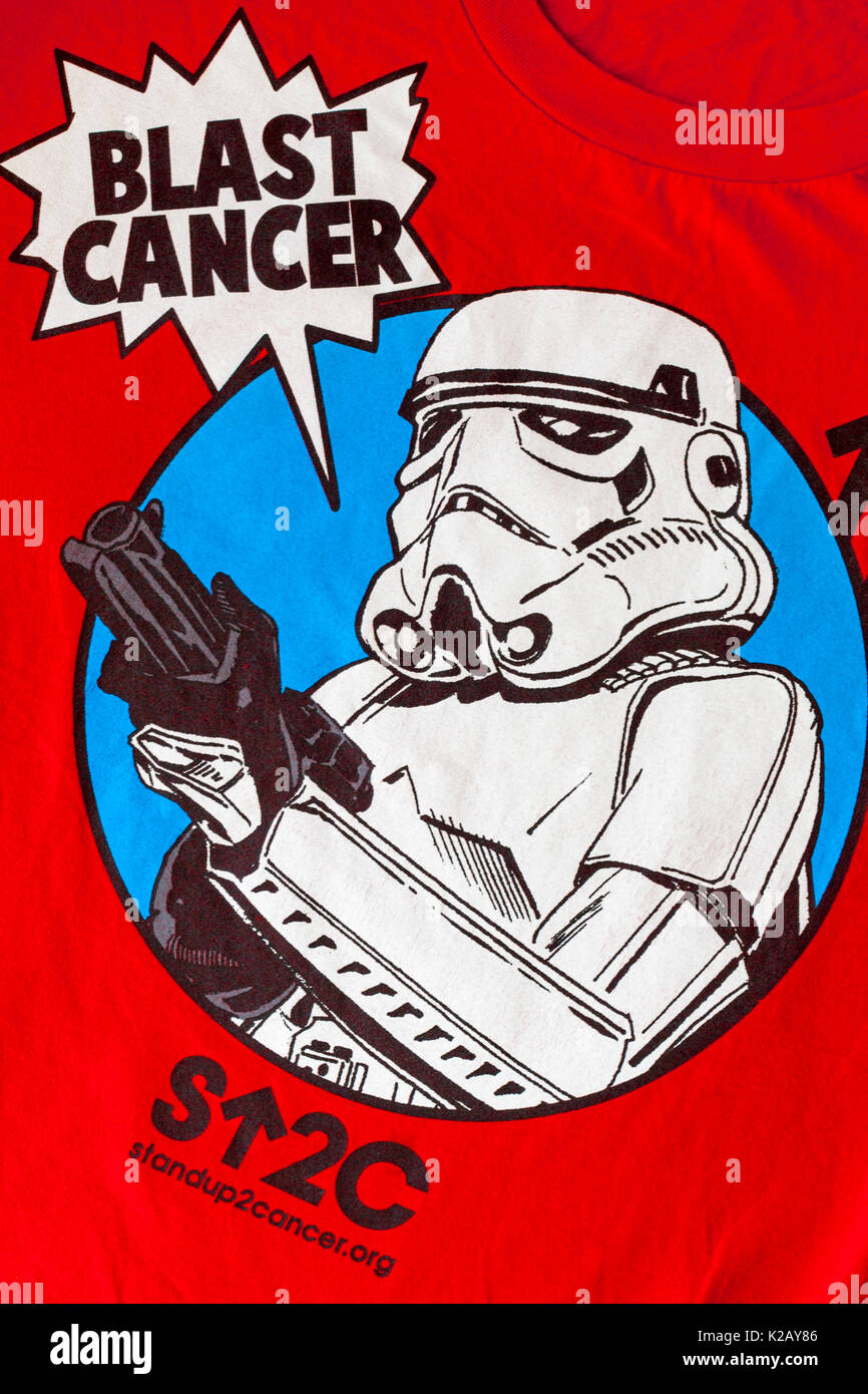Blast Cancer detail on Star Wars t-shirt with Stormtrooper Stock Photo ...