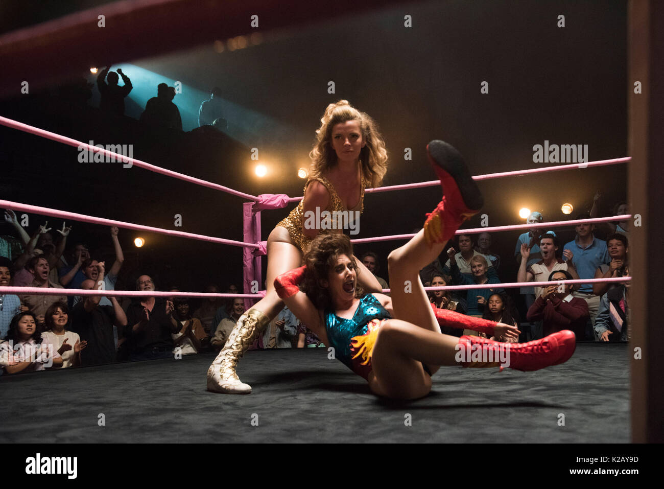 G.L.O.W., l-r: Betty Gilpin, Alison Brie in 'Pilot' (Season 1, Episode ...