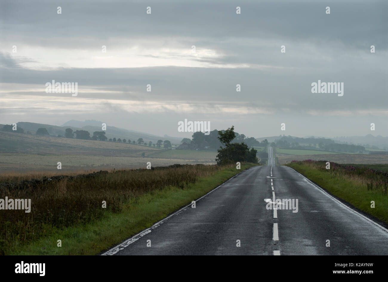 Hadrian's Wall, Northumberland, England. August 2017 The military Road ...