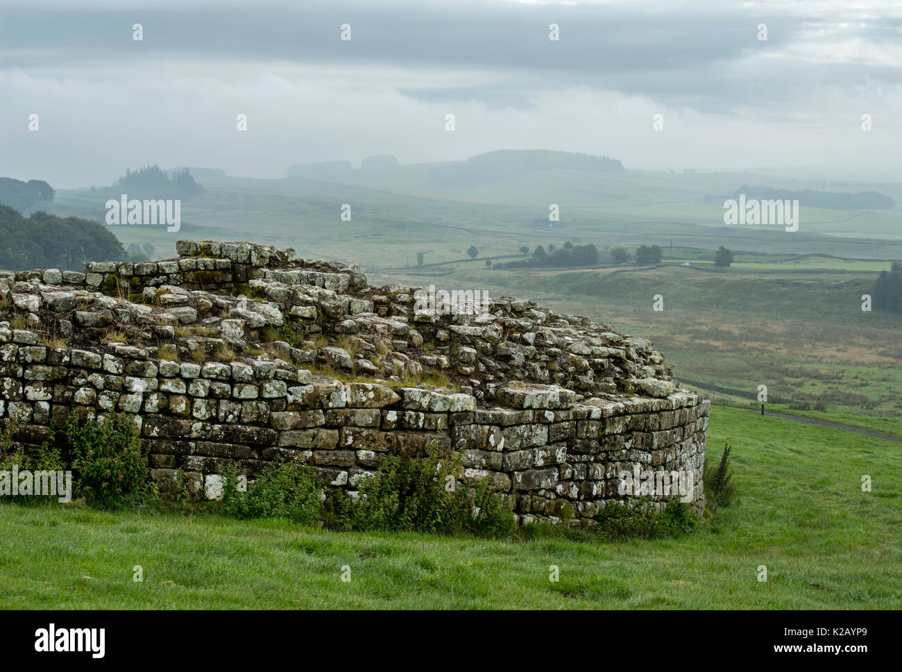 Hadrian's Wall, Northumberland, England. August 2017 Housesteads Roman ...