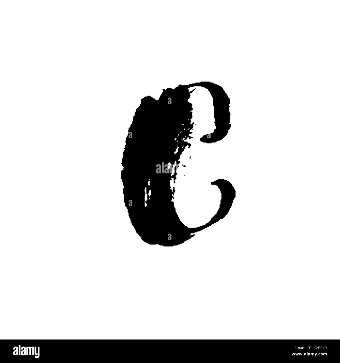 Letter C. Handwritten by dry brush. Rough strokes font. Vector ...