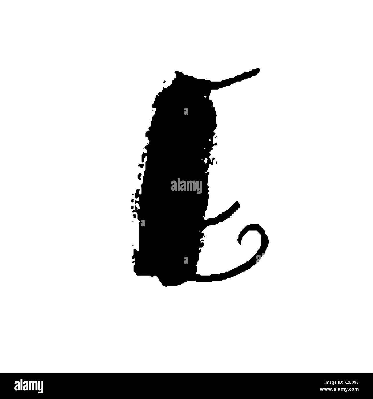 Letter E. Handwritten by dry brush. Rough strokes font. Vector ...