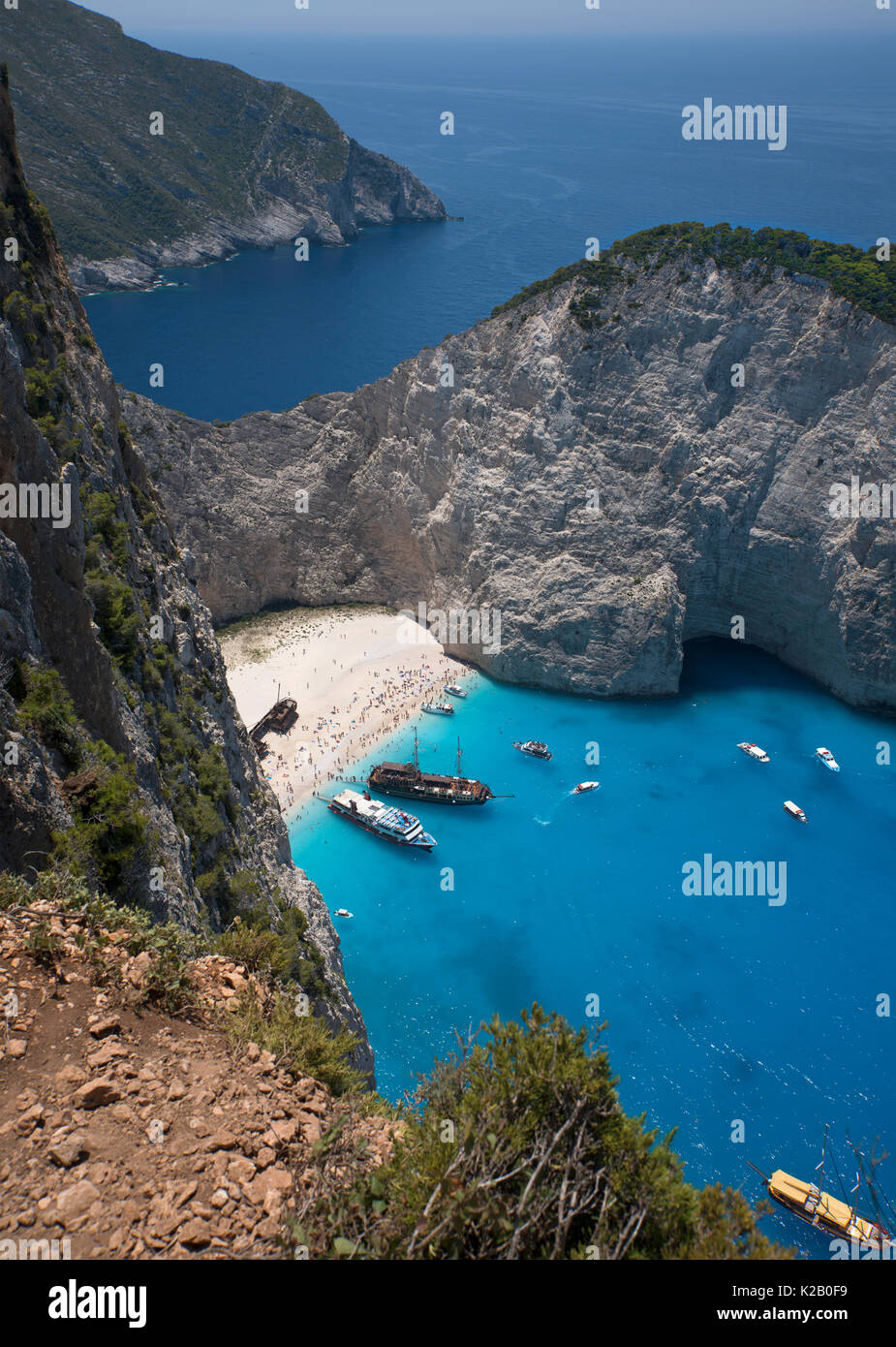 Aerial view of Navagio beach, on the island of Zakynthos, in Greece ...