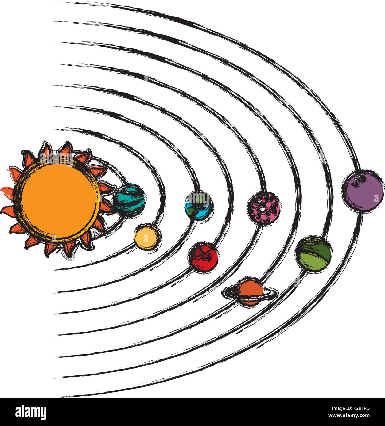 solar system with planets and sun orbit science astronomy space Stock ...