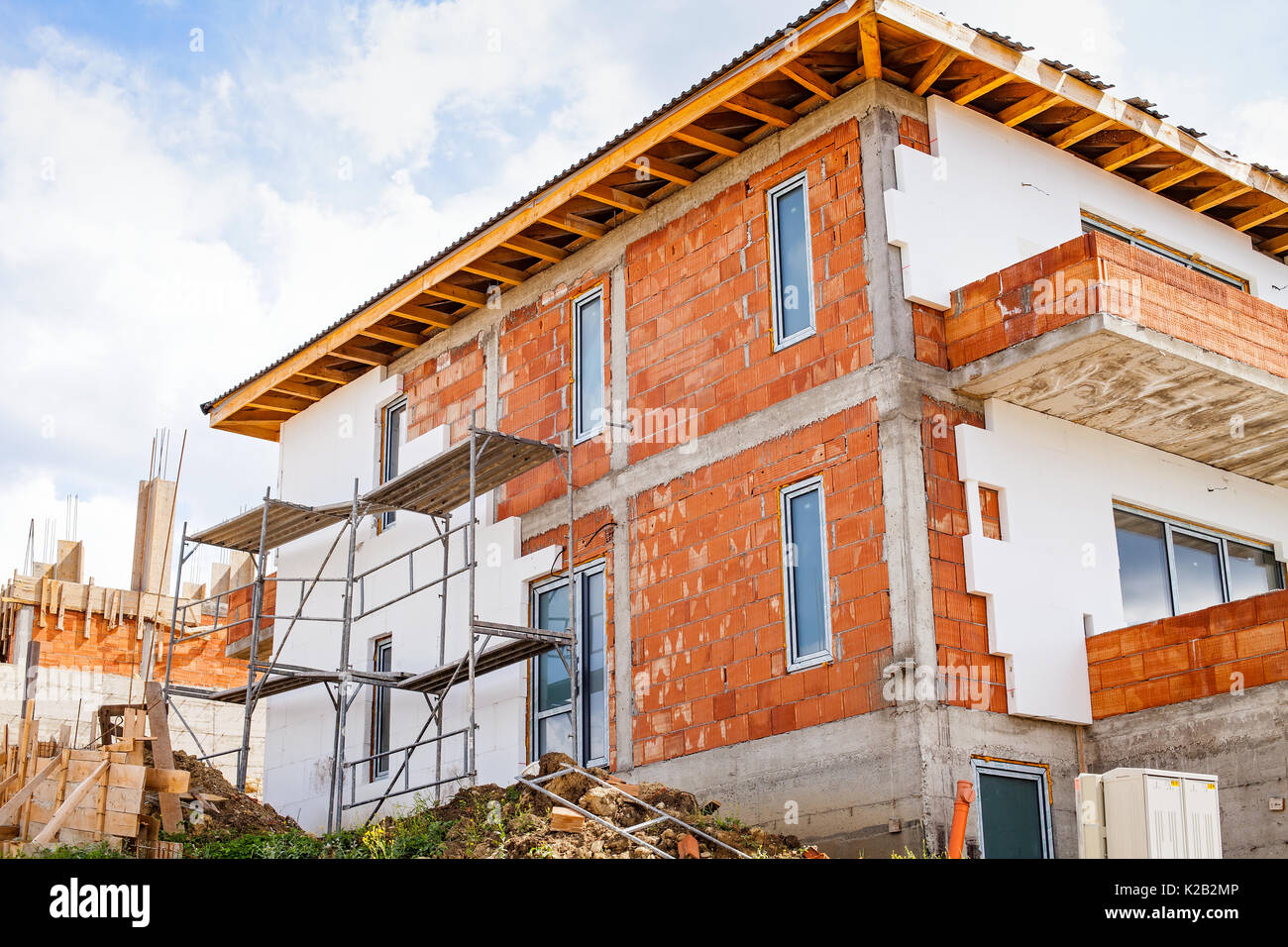 Picture of new house under construction, building area outdoor Stock ...
