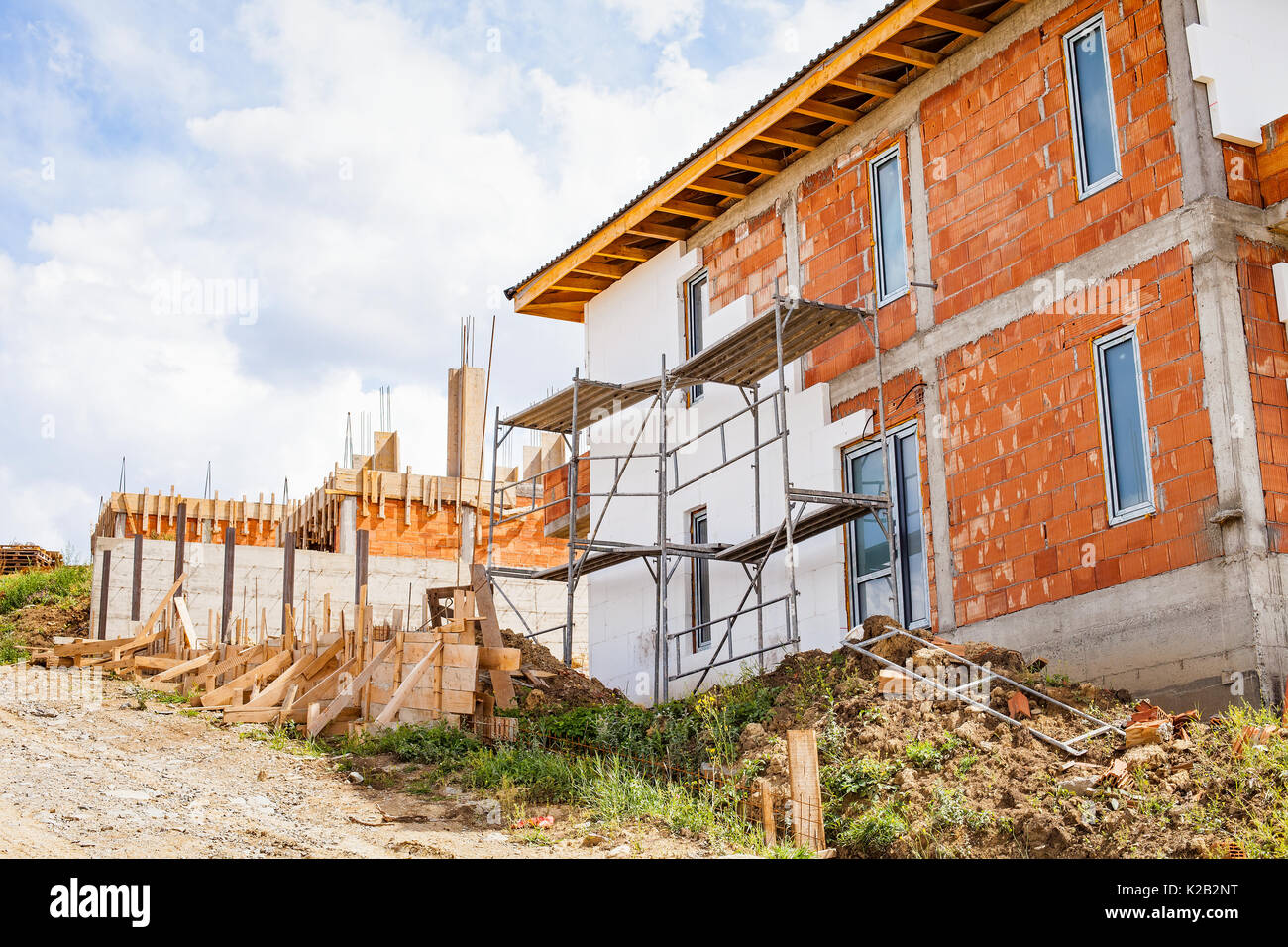 Picture of new house under construction, building area outdoor Stock ...
