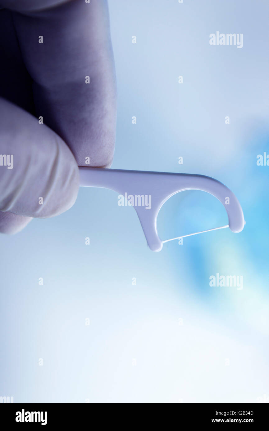 Dental teeth interdental floss to clean in between each tooth Stock ...