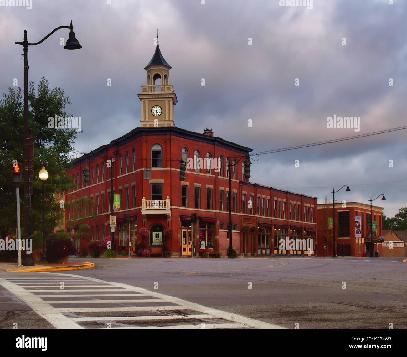 Hamilton , New York, USA. August 12, 2017. View of downtown Hamilton ...