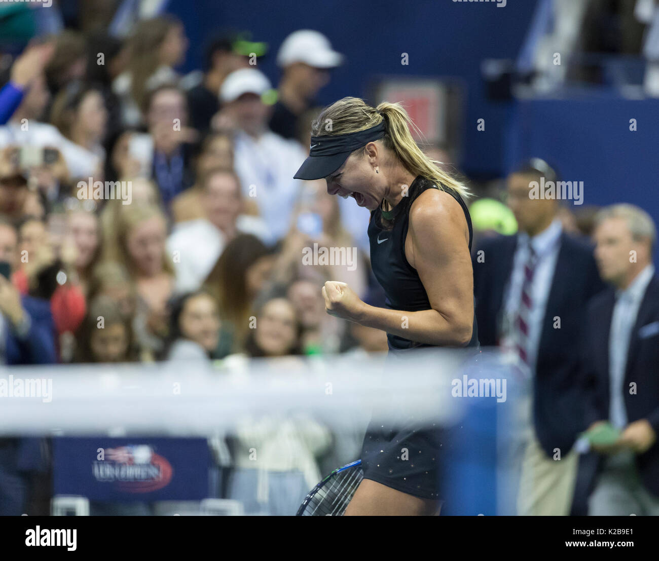 Maria Sharapova of Russia celebrates winning during US Open ...