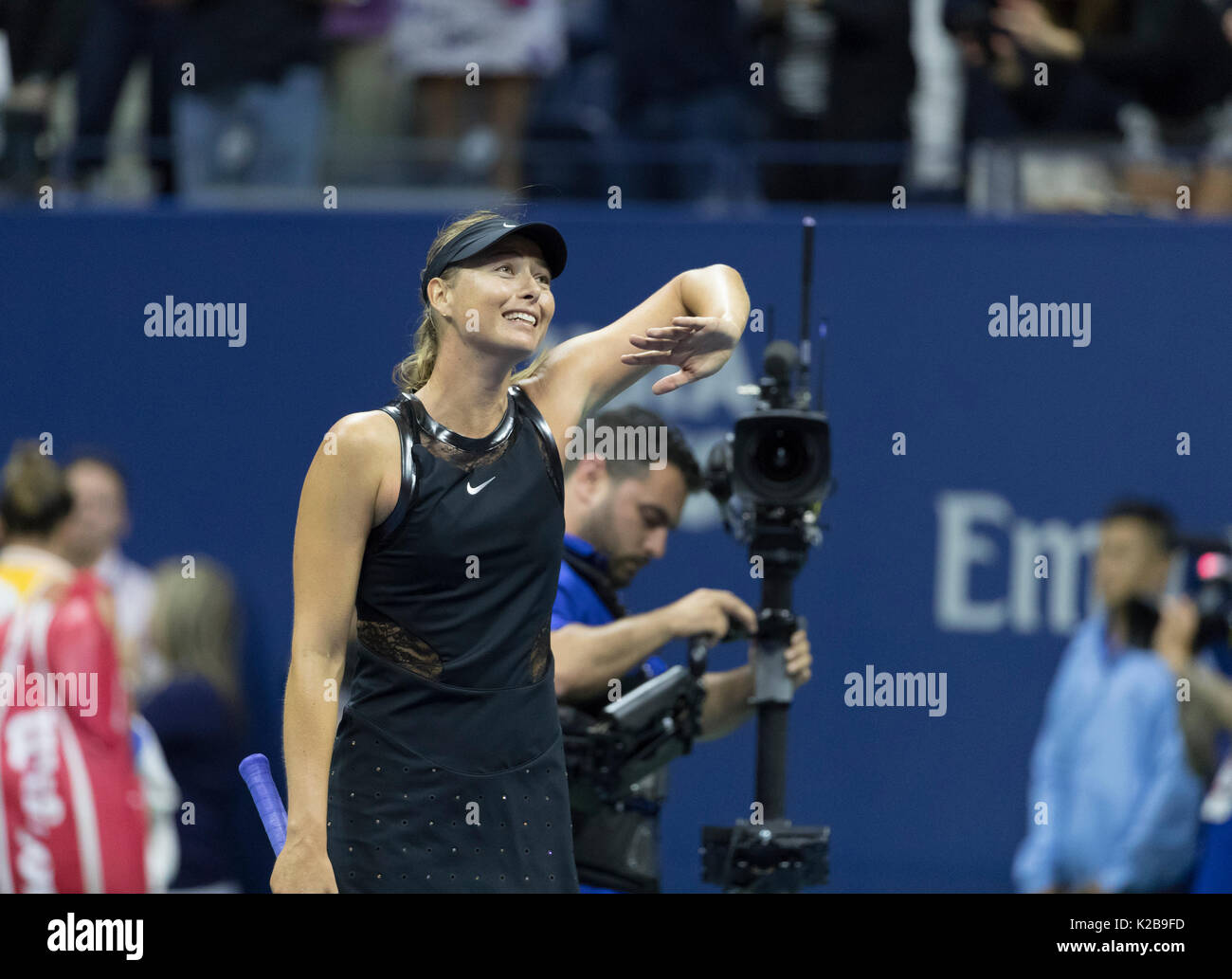 Maria Sharapova of Russia celebrates winning during US Open ...