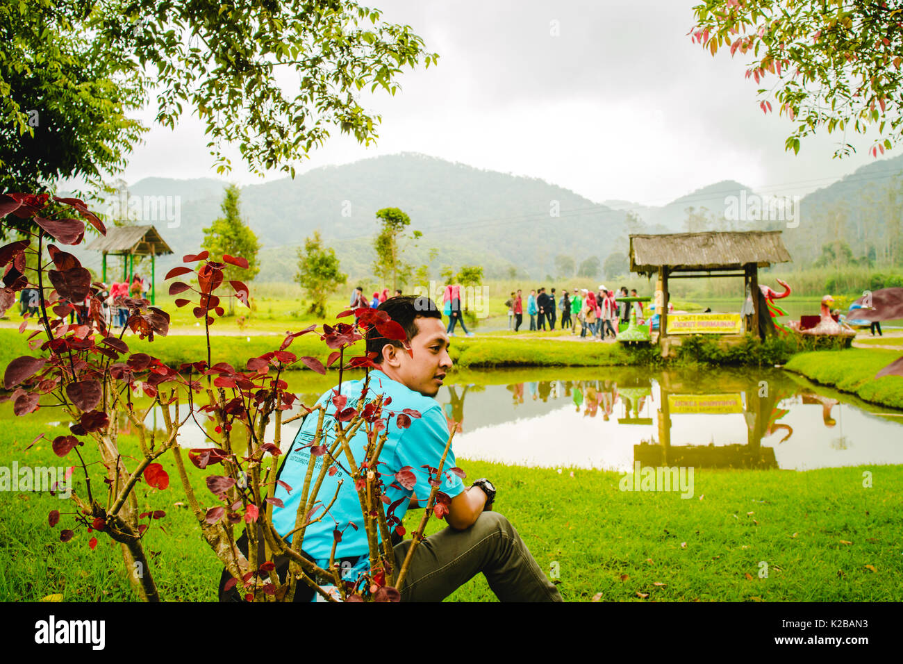 men with beautiful view in front of him Stock Photo - Alamy