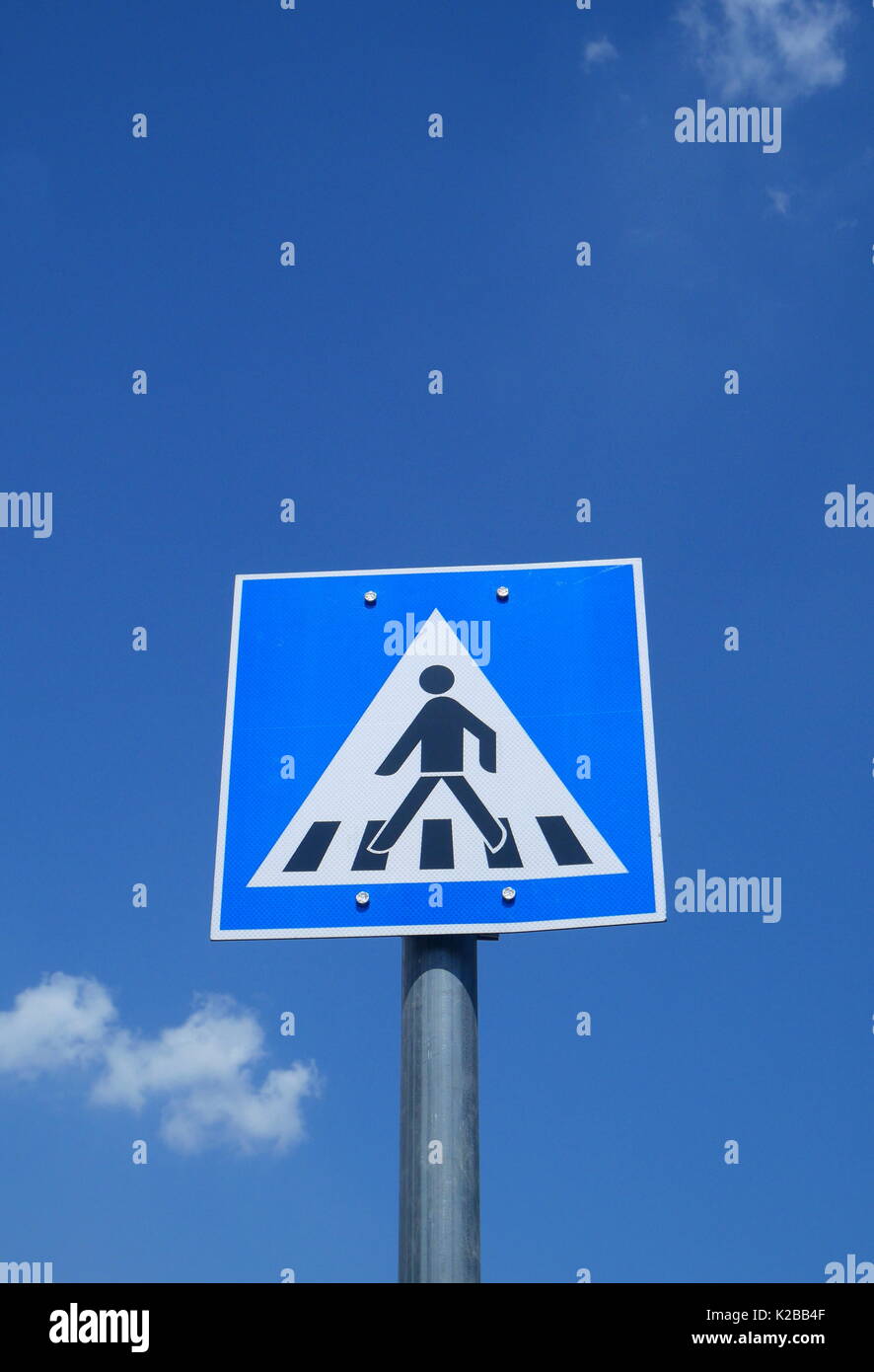 Road sign indicating a pedestrian crossing, Margaret Island, Budapest ...