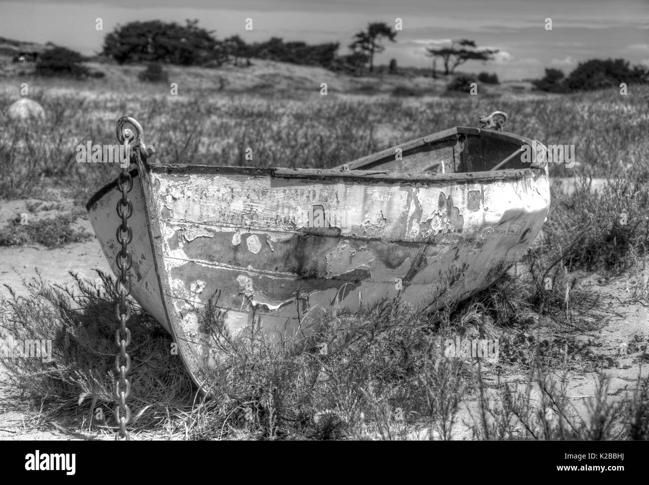 Grounded Wood Boat Stock Photo - Alamy