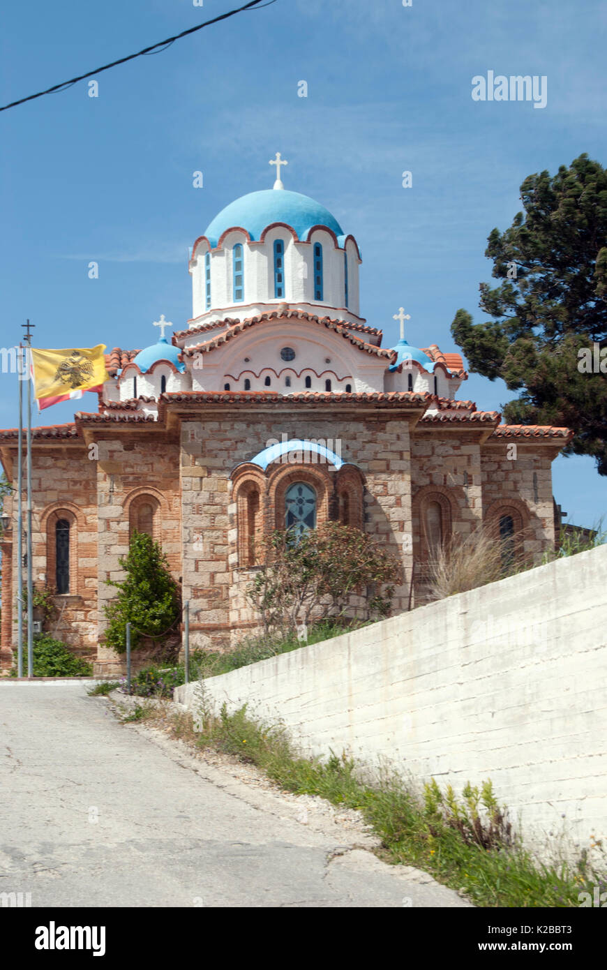 Samos Island, Greece. Ormos Marathokambos, orthodox church Stock Photo ...