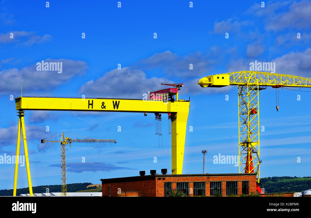 Belfast Northern Ireland Harland and Wolff Krupp shipbuilding cranes ...