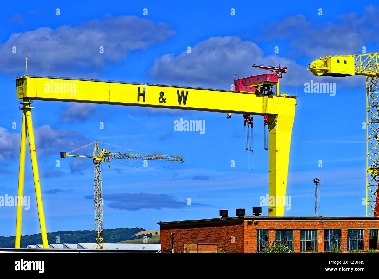 Belfast Northern Ireland Harland and Wolff Krupp shipbuilding cranes ...
