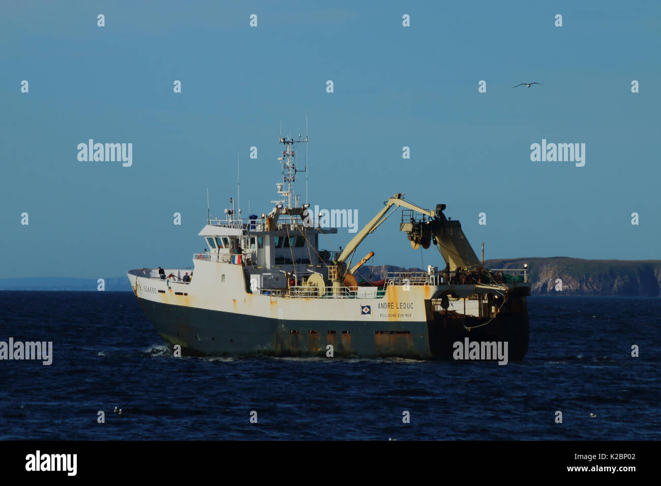 French stern trawler Andre Leduc approaching Peterhead harbour ...