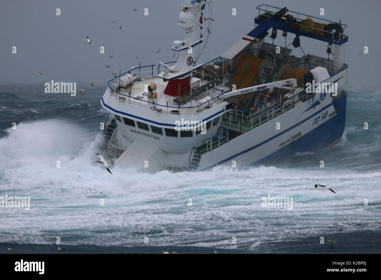Fishing vessel 'Harvester' battling in a winter storm on the North Sea ...