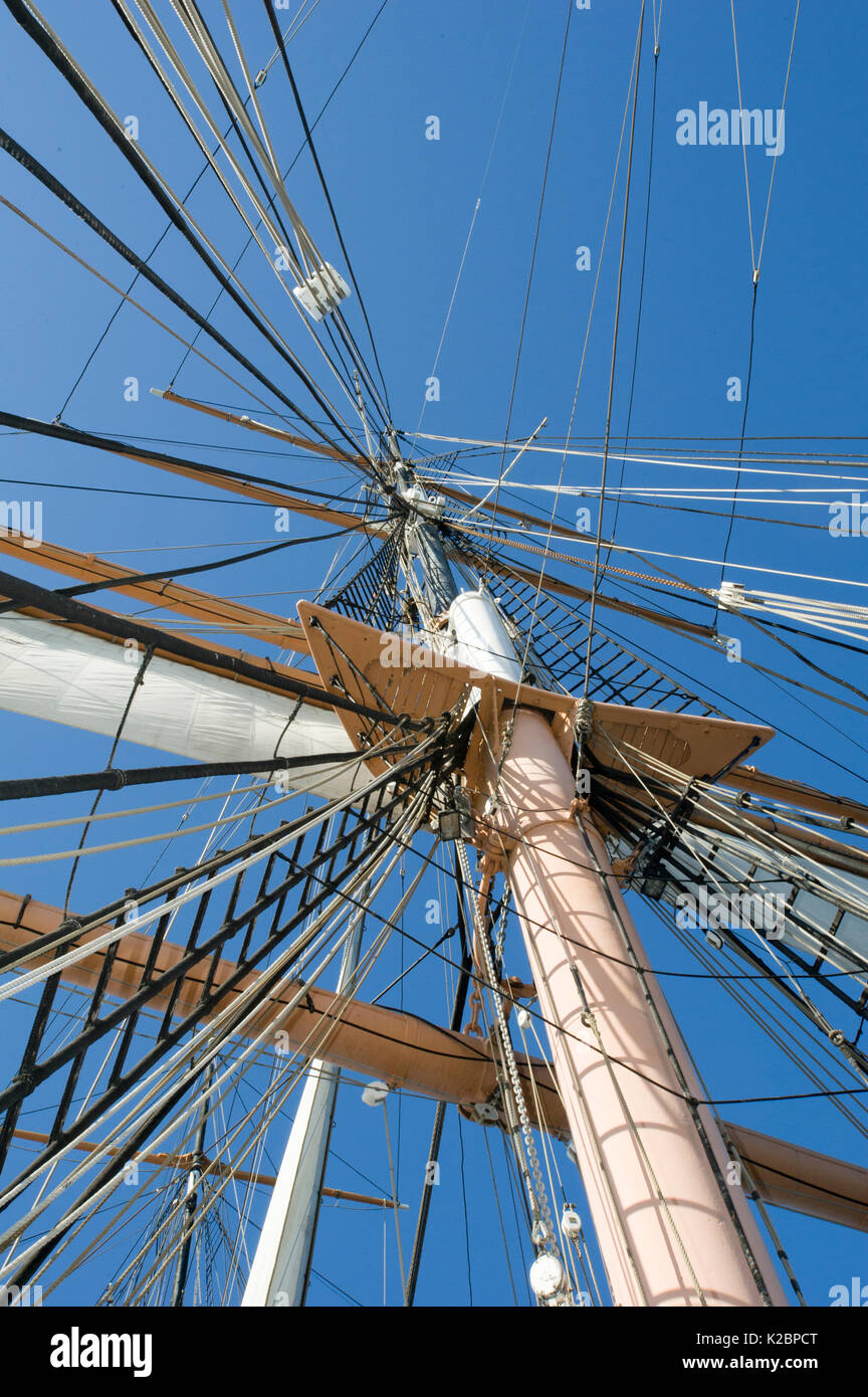 View into rigging aboard the Star of India, an iron sailing ship, San ...
