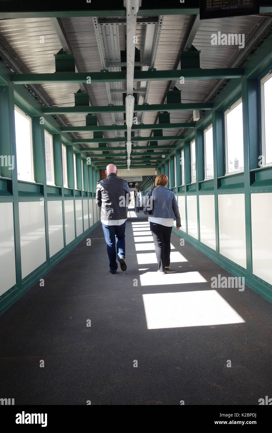 Walkway between platforms, Witham Station, Essex Stock Photo - Alamy