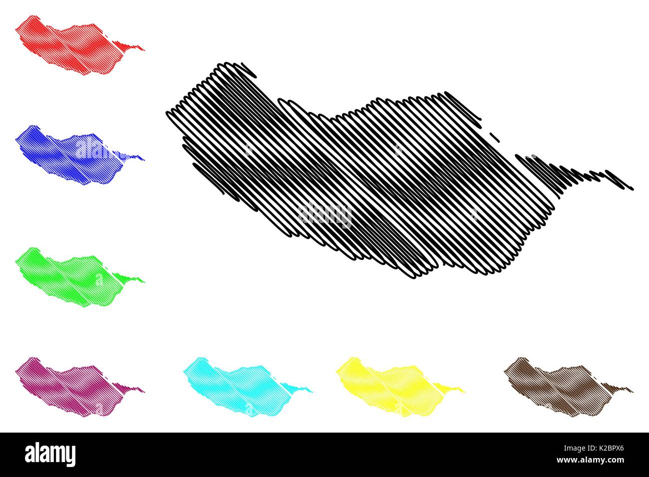 Madeira island map vector illustration, scribble sketch Madeira Stock ...