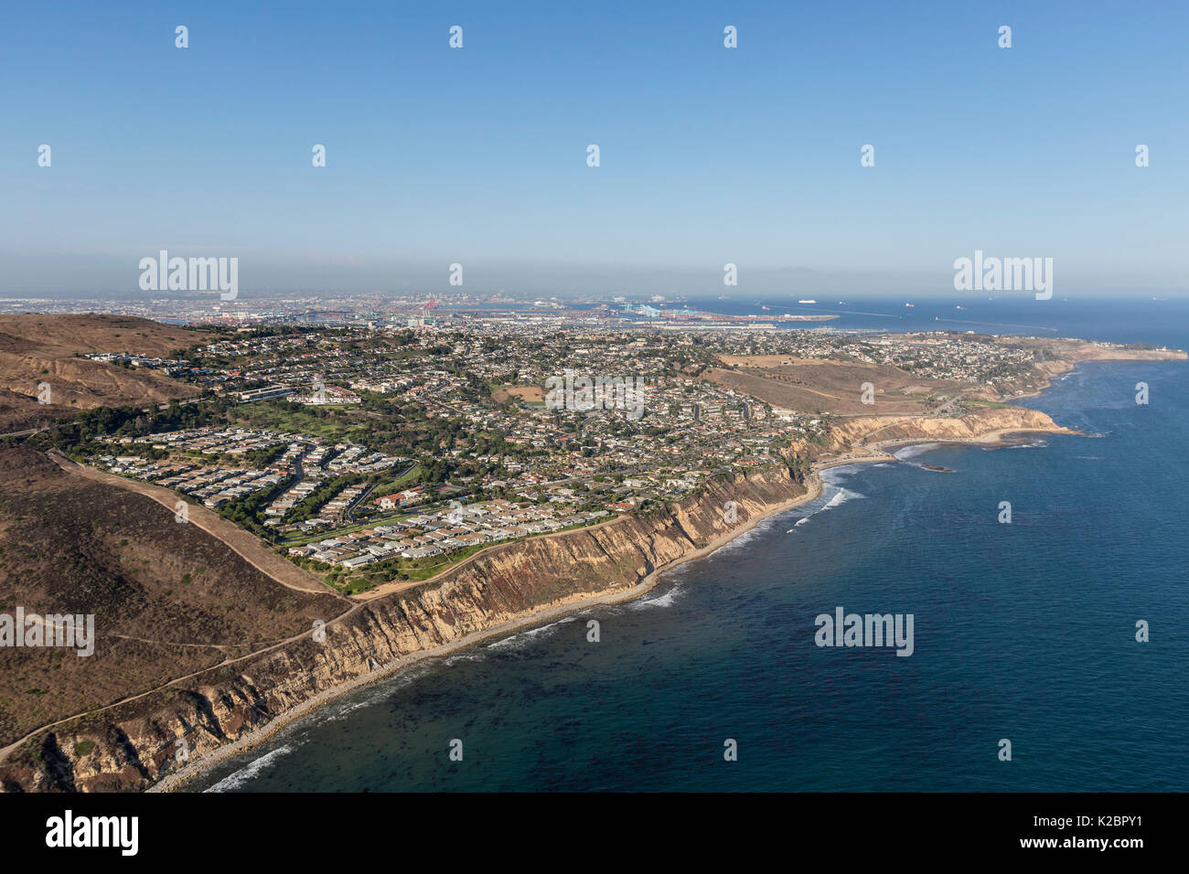 Aerial view of the San Pedro coast in Los Angeles, California Stock ...