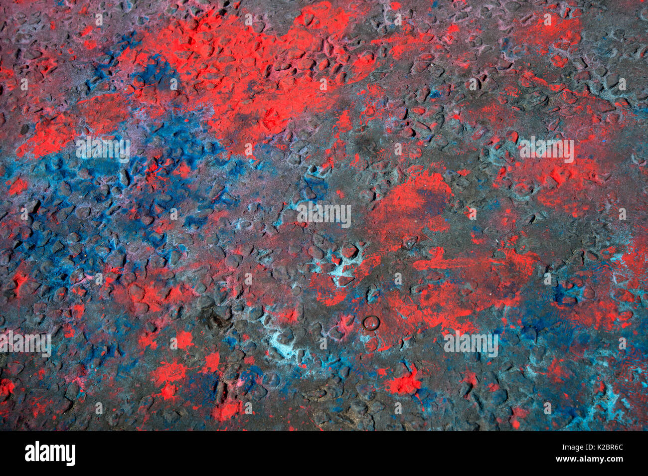 Notting Hill Carnival August 2017. Road surface marked with red and ...