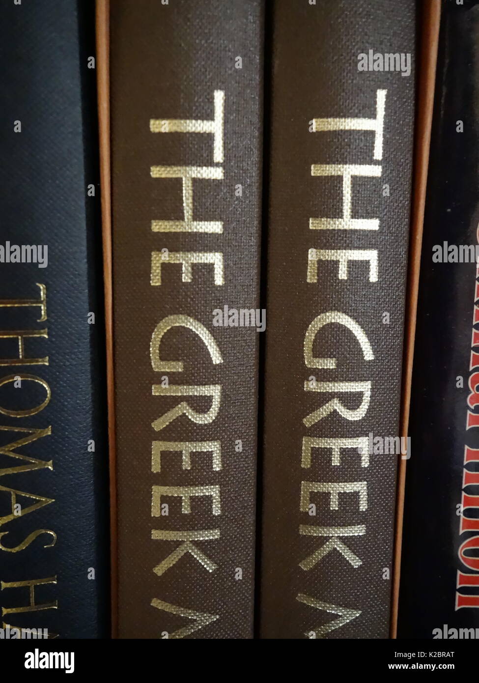'The Greek' row of books with text Stock Photo - Alamy