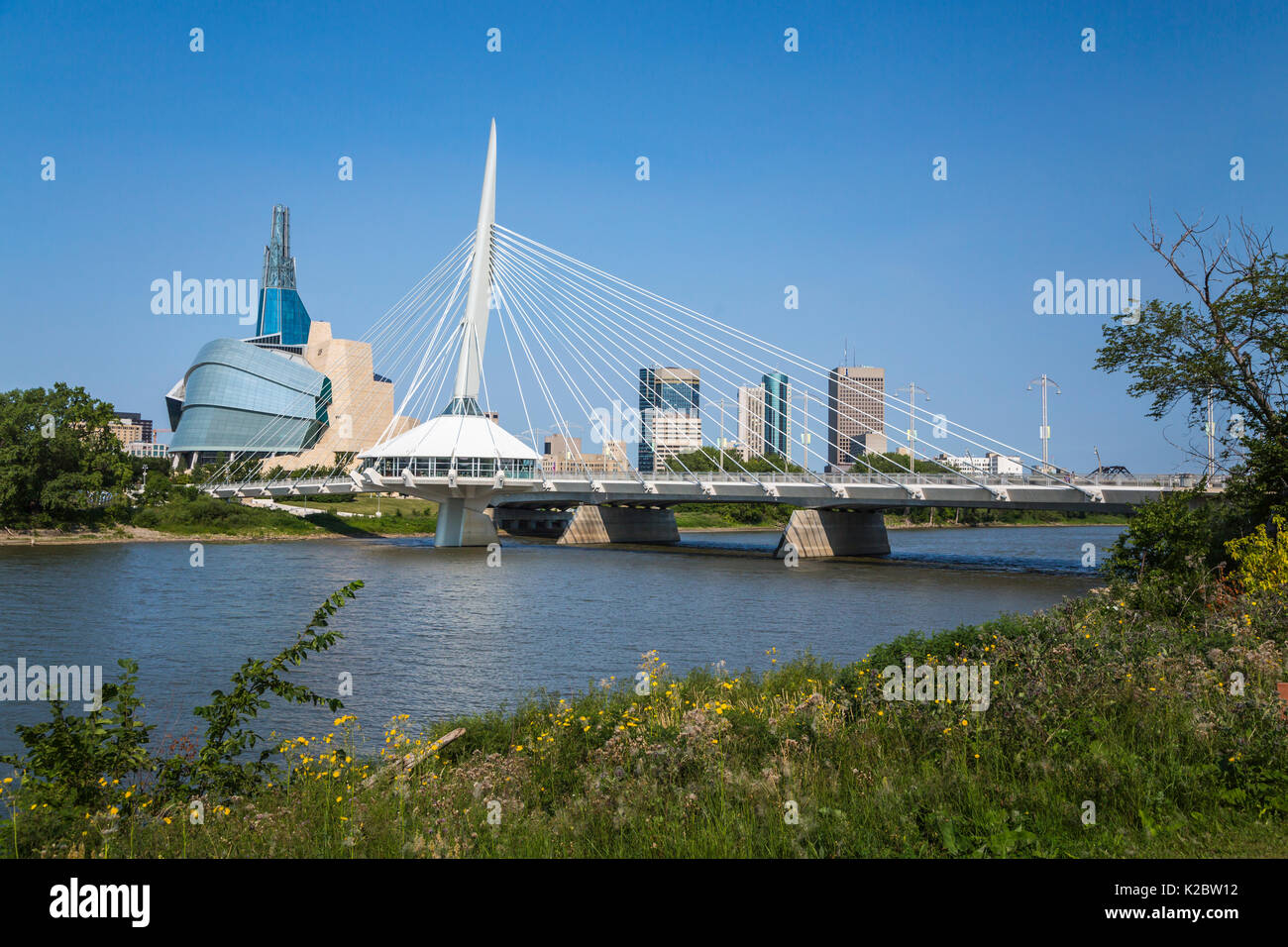 The Provencher Bridge and city skyline of Winnipeg, Manitoba, Canada ...