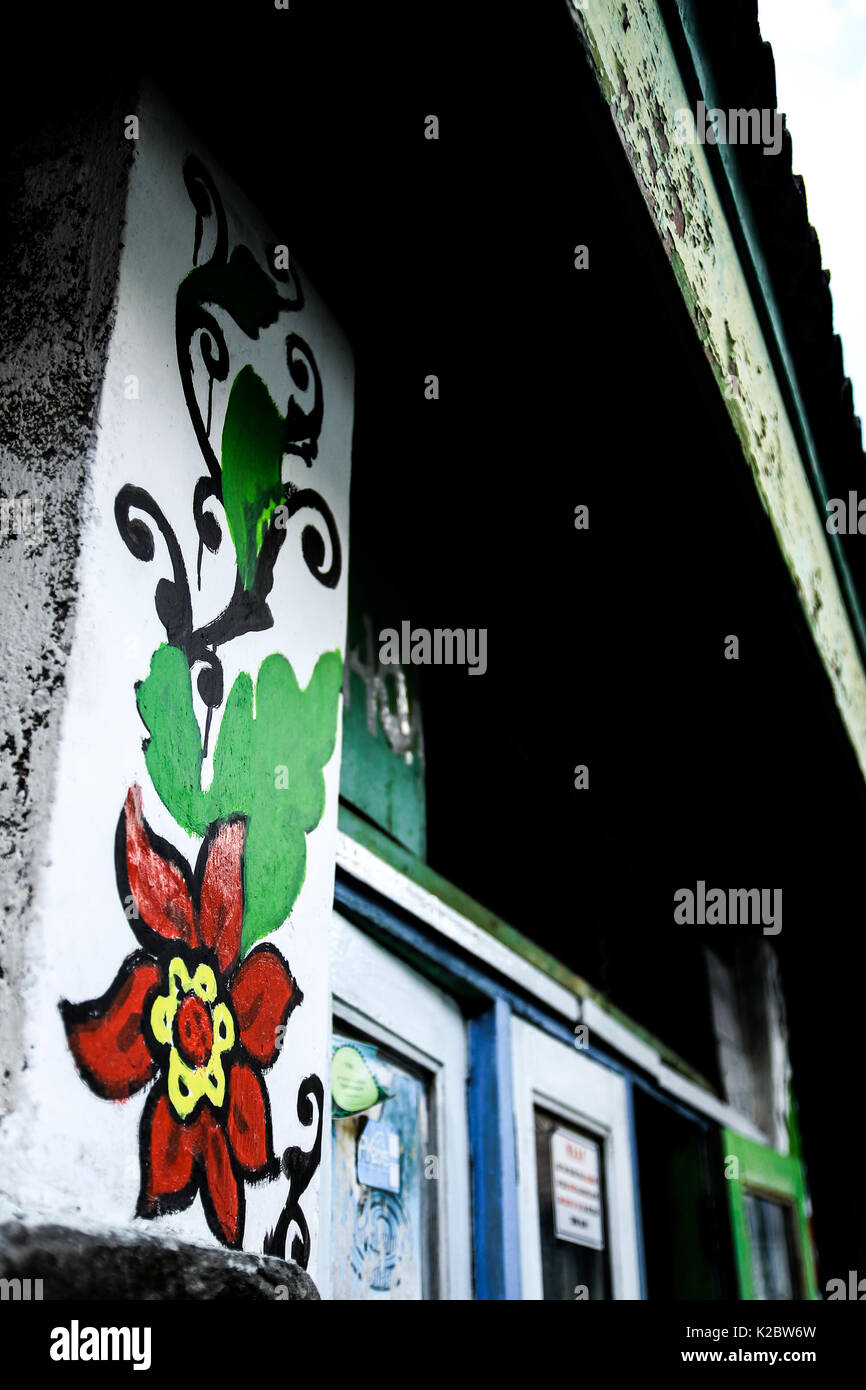 Mural of a flower in Kampung Batik (Batik Village), Semarang, Central ...