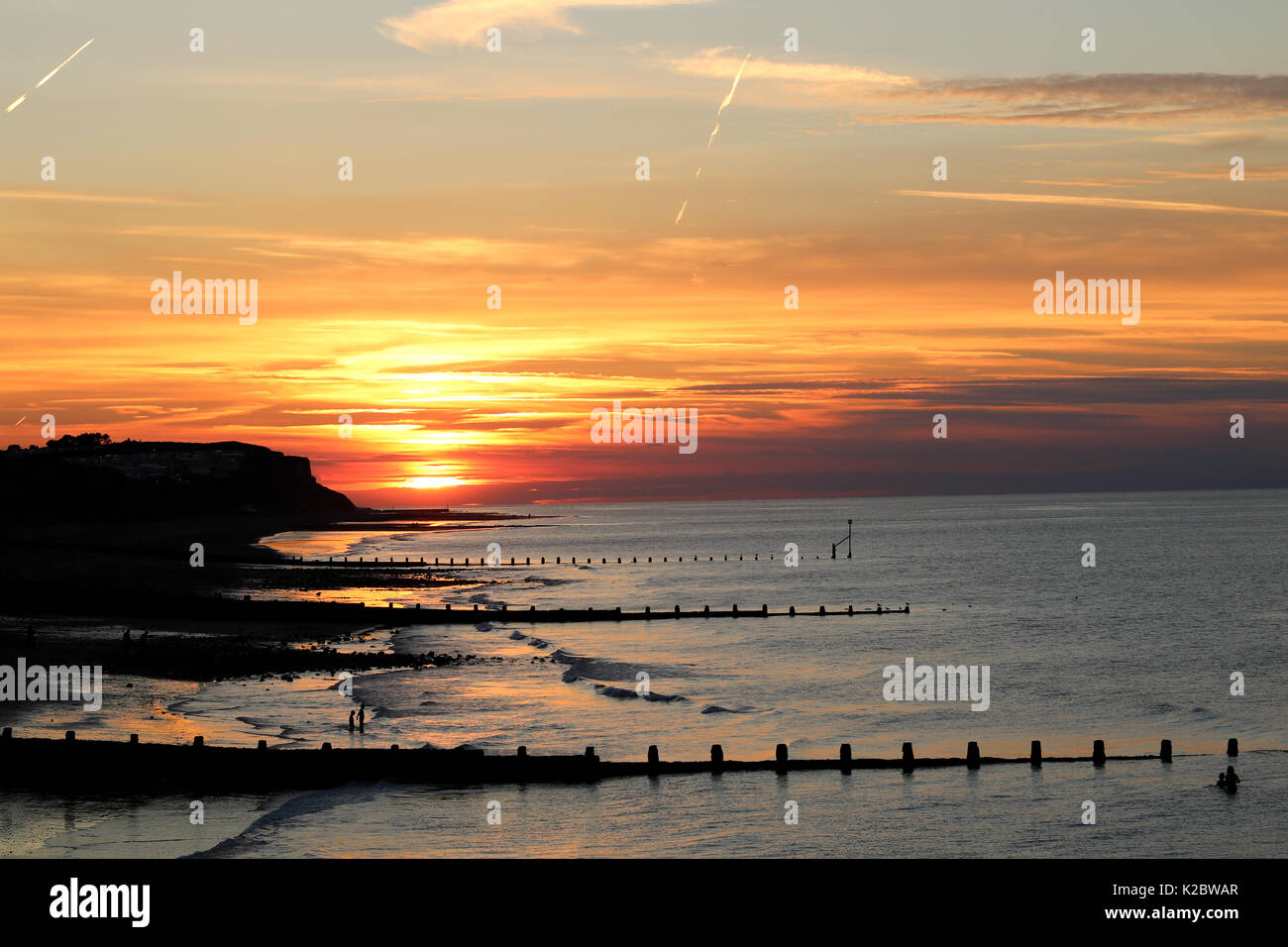 Beautiful Sunset over the beach in Cromer, Norfolk, UK. Sunday 27th ...