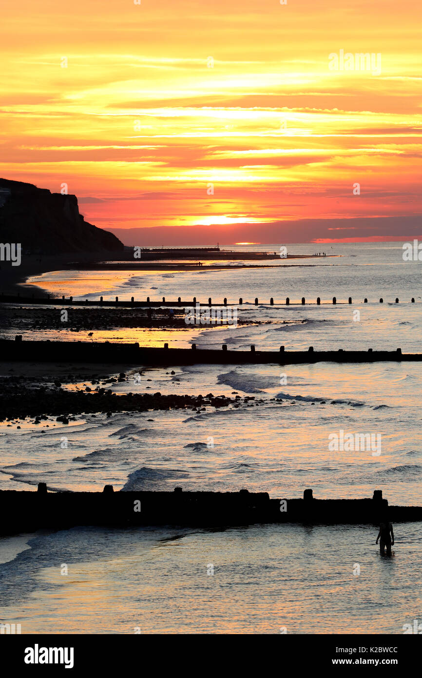 Beautiful Sunset over the beach in Cromer, Norfolk, UK. Sunday 27th ...