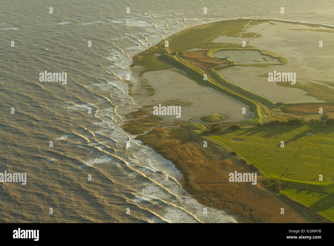 Aerial view of Steart Peninsula, Somerset, UK, February 2015 Stock ...