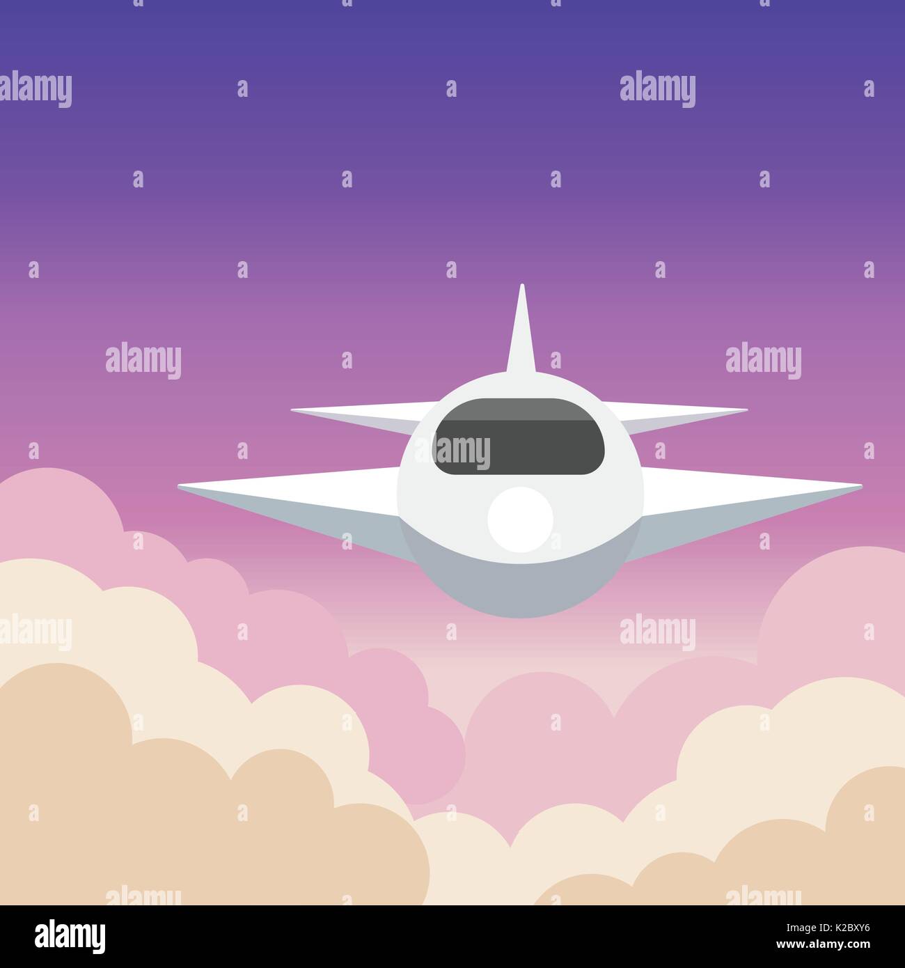 Airplane aerial view art with beautiful background vector illustration ...