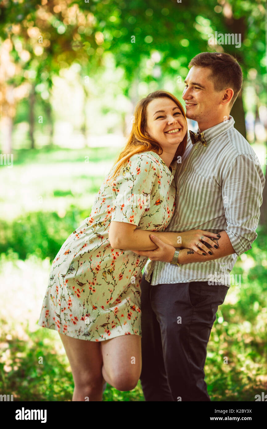 Beautiful couple on a natural background Stock Photo - Alamy