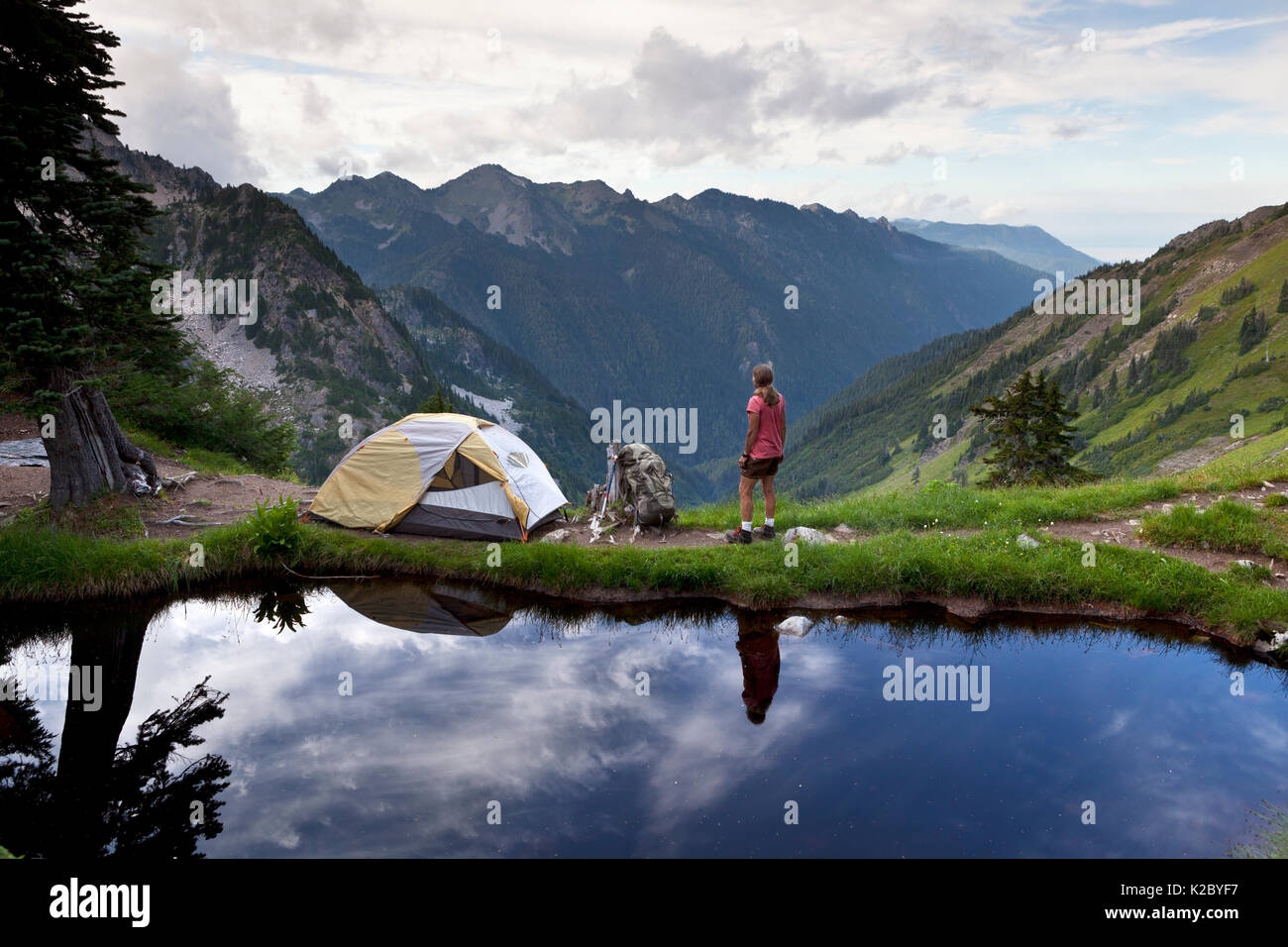 Campsite reflected in water at Boston Charlie's Camp, Bailey Traverse ...