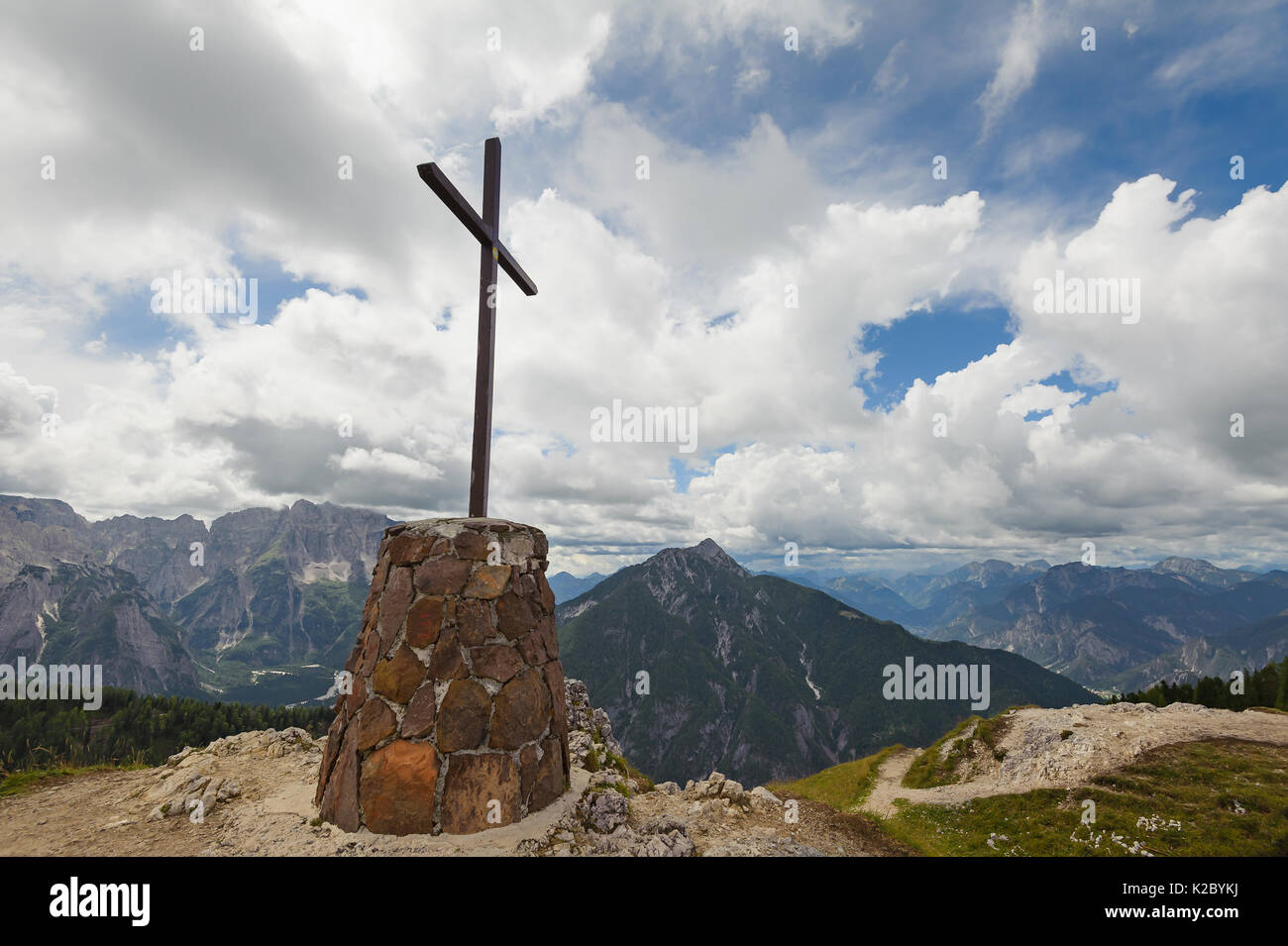 Wooden cross on mountain top hi-res stock photography and images - Alamy