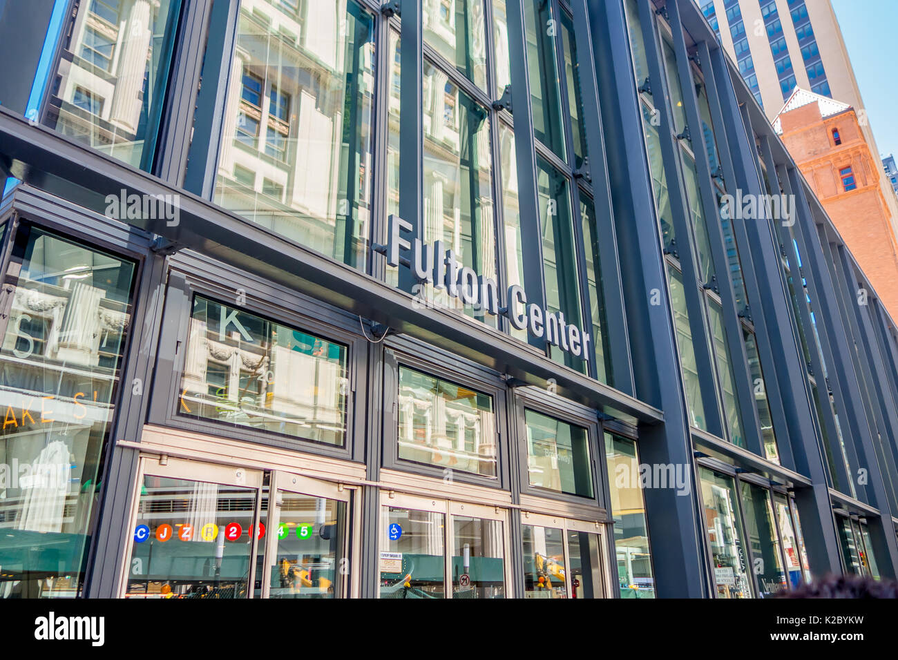 NEW YORK, USA - MAY 05, 2017: Exterior design of Fulton Center unveiled ...