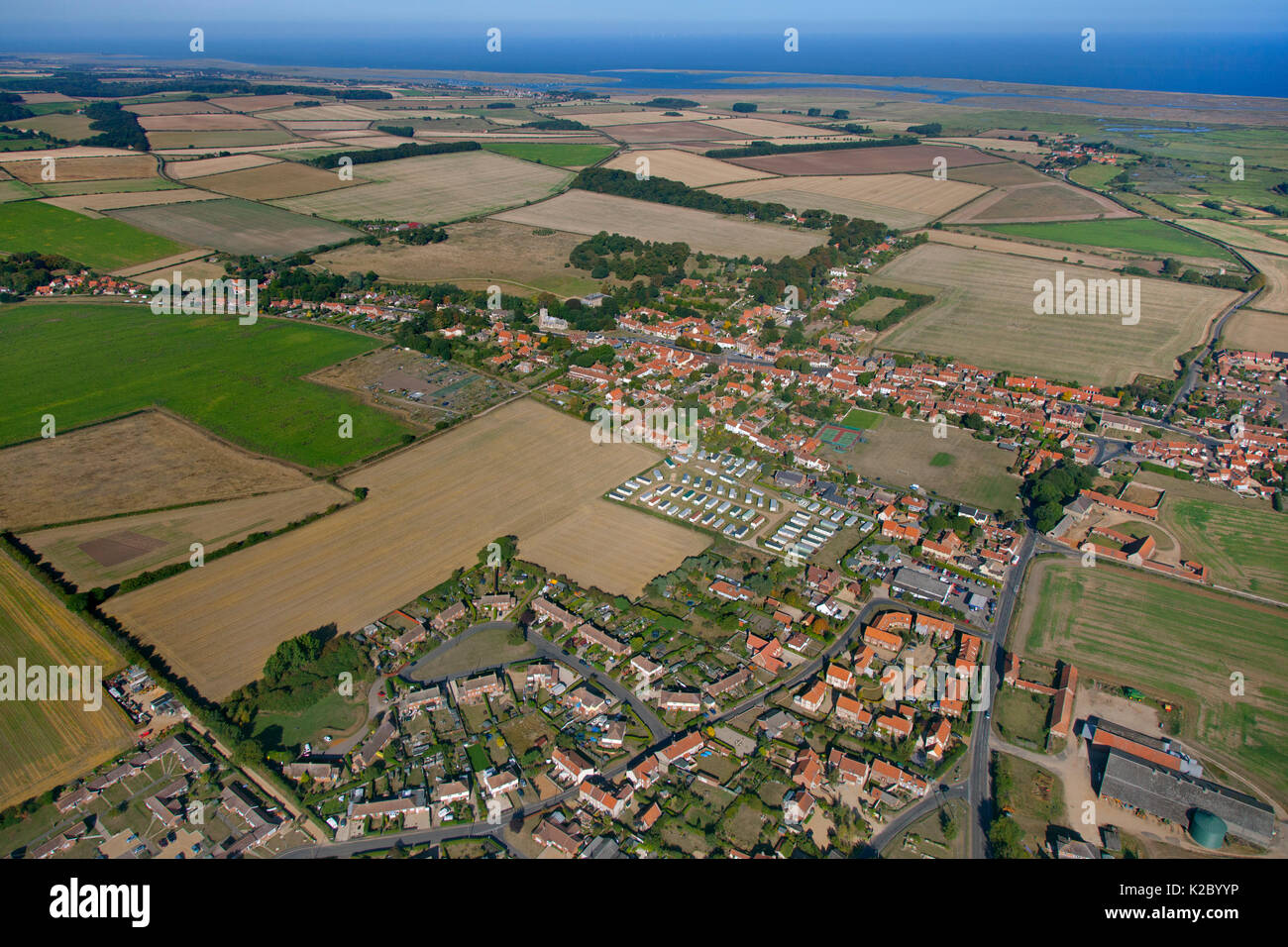 Aerial view of Wells-Next-The-Sea, Norfolk, England, UK, September ...