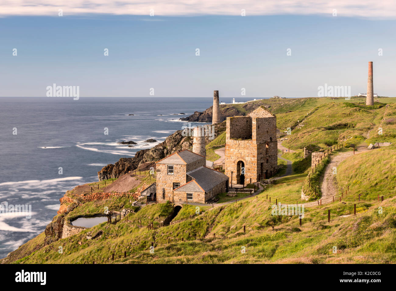 Levant Mine and Beam Engine in late evening light, West Cornwall, UK ...