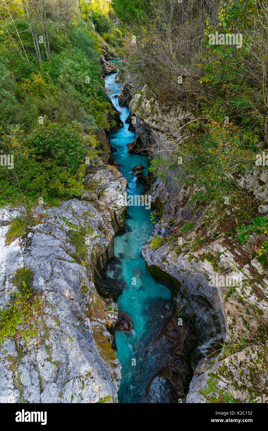 Soca River running through Great Soca Gorge, Lepena Valley, Julian Alps ...