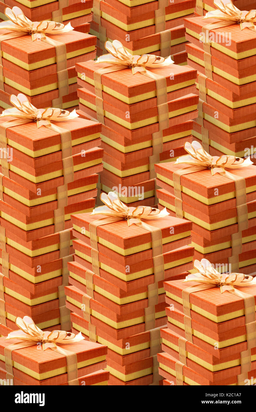 background image of several orange gift boxes in a row Stock Photo - Alamy
