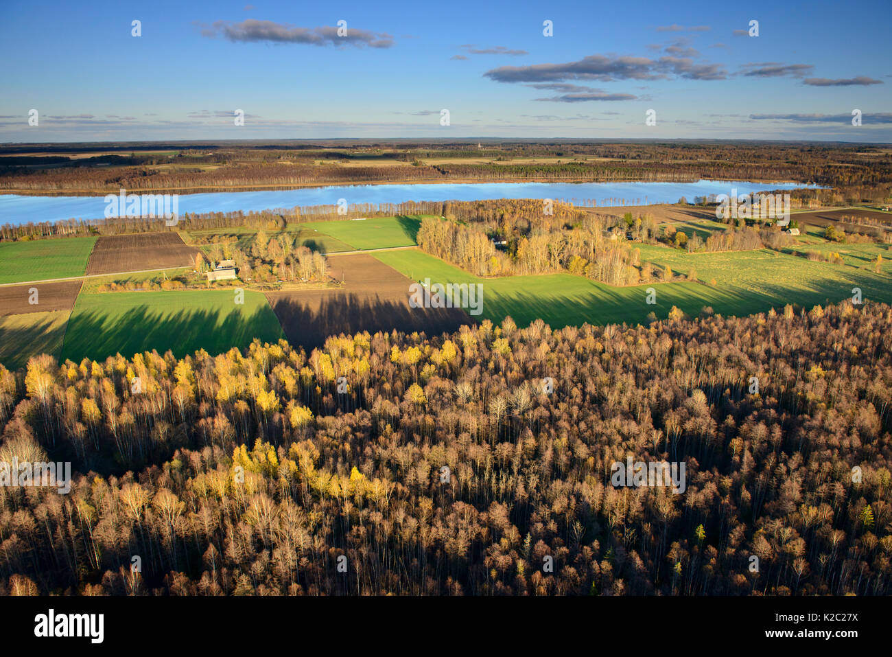 Aerial view of autumn in Vooremaa Landscape Reserve, with Raigastvere ...