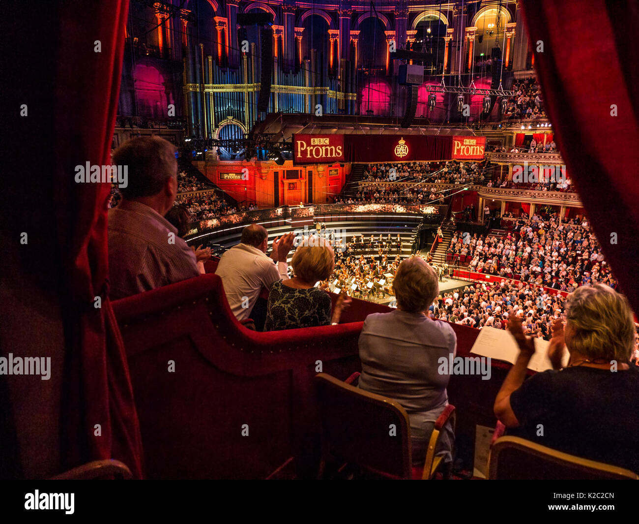 ALBERT HALL INTERIOR BBC PROMS Performance with audience applauding ...