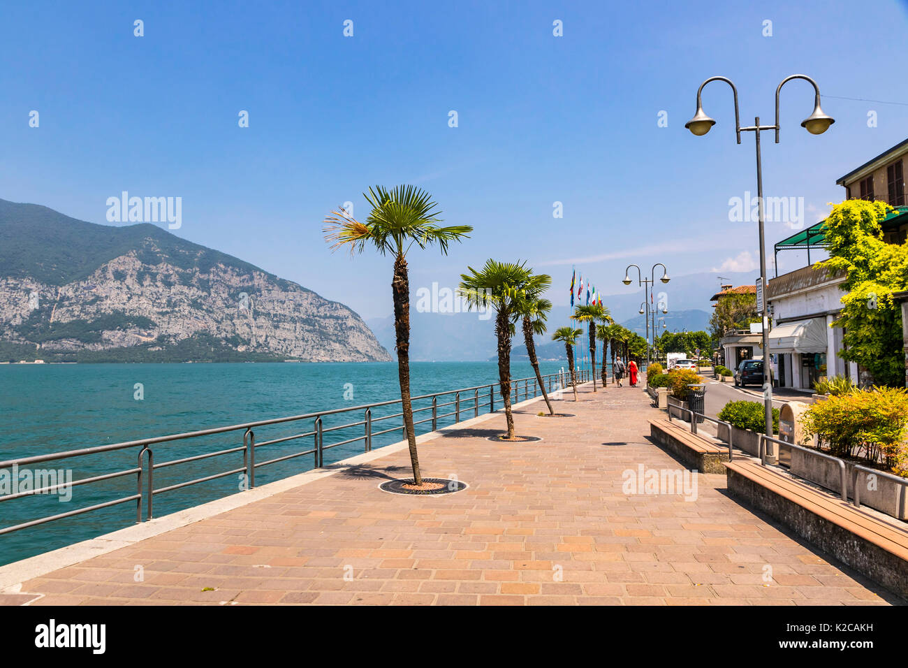 Promenade street in Iseo city on Iseo lake, Lombardy, Italy. Famous ...