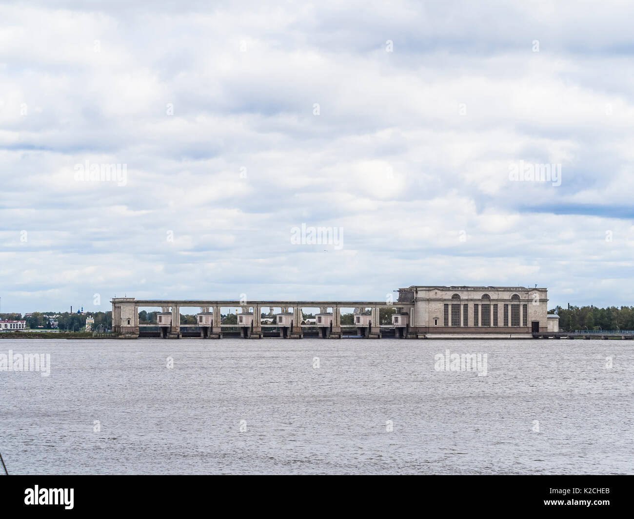 hydro electric dam on volga-baltic waterway Stock Photo - Alamy